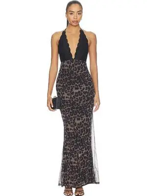 MORE TO COME Maxi Dress With Lace Detailing - Leopard