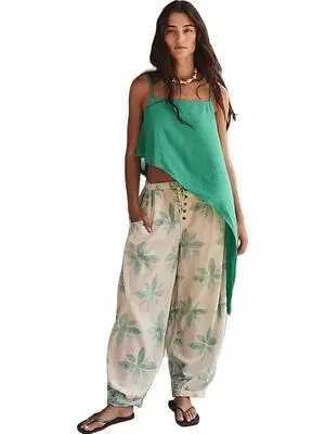 Free People Sandshell Linen Delia Top - Mint Leaf
