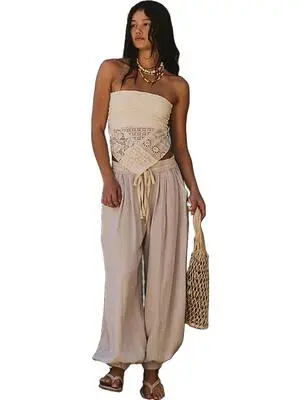 Free People Sandshell Linen Volare Balloon Pants - Oyster