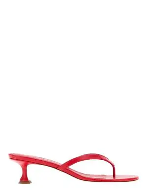 Amina Muaddi Nappa Leather Juliette Thong Mules - Red