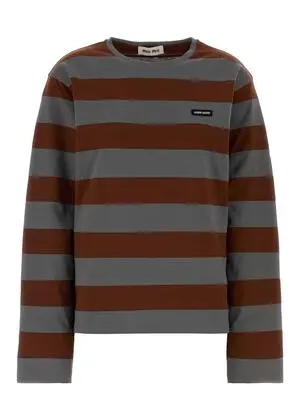 Miu Miu Miu Miu Embroidered Cotton Oversize T-Shirt Multicolor