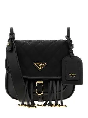 Prada Canvas And Leather Crossbody Bag - Black