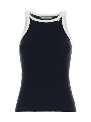Prada Navy Cotton Tank Top - Blue