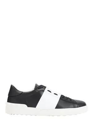 Valentino Garavani Calf Leather Sneakers With Studded Heels - Black