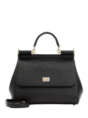 Dolce & Gabbana Dolce & Gabbana Saffiano Leather Sicily Top Handle Bag Black