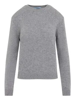 Prada Cashmere Sweater With Embellished Hood - Gray