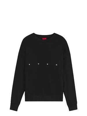 Hugo Oversized-fit Cotton Sweatshirt With Embroidered Logo - Black
