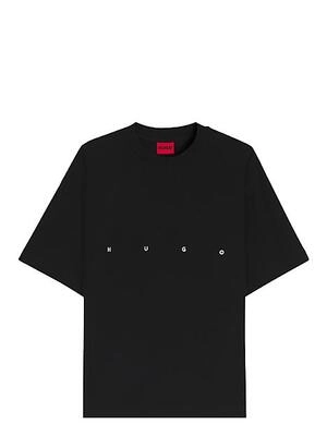 Hugo Brand-print Oversized-fit Cotton-jersey T-shirt - Black