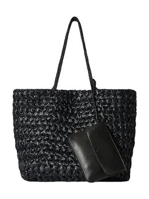 THE ROW Estelle Large Woven Tote Bag - Black Ans