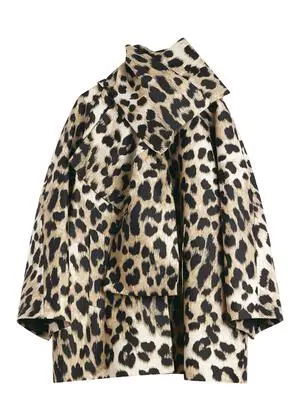 Givenchy Leopard Print Bow Scarf Short Coat - Animal