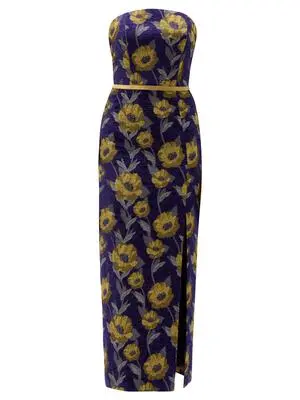 Amsale Floral Brocade Strapless Dress - Multi