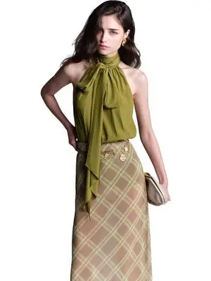 Elie Saab Neck Tie Top - Green