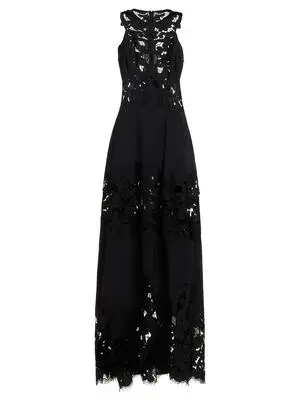 Elie Saab Lace-paneled Maxi Dress - Black