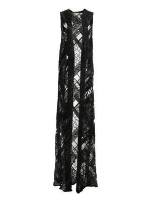 Elie Saab Sequined Sheer Vest Top - Black