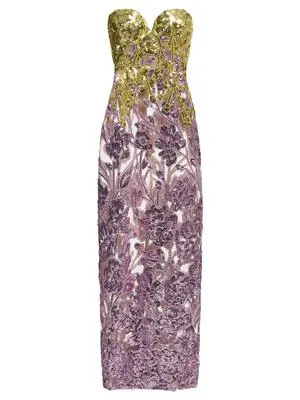 ELIE SAAB Embroidered Sequined Maxi Dress
