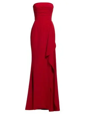Elie Saab Strapless Draped Maxi Dress - Red