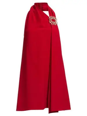 Elie Saab Draped Mini Dress With Embellished Detail - Red