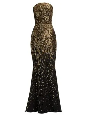 Elie Saab Sequined Strapless Maxi Dress - Black