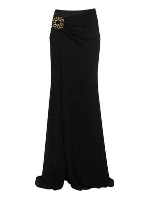 Elie Saab Draped Jersey Maxi Skirt - Black