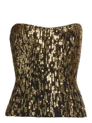 Elie Saab Sequined Strapless Corset - Black