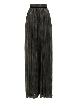 Elie Saab High-rise Wide-leg Pleated Lurex Pants - Metallic