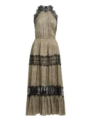 Elie Saab Lace Trimmed Halter Neck Maxi Dress - Multi