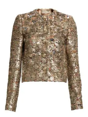 Elie Saab Sequined Tweed Cropped Jacket - Multi
