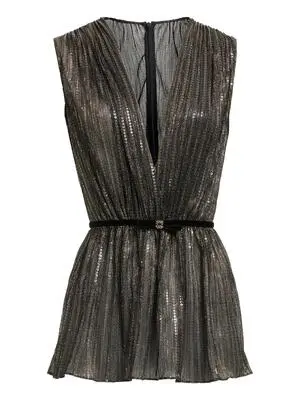 Elie Saab Deep V-neck Lurex Top - Metallic