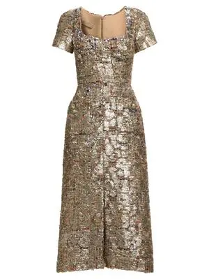 Elie Saab Sequined Tweed Midi Dress - Multi
