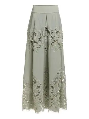 Elie Saab Lace-insert Midi Skirt - Green