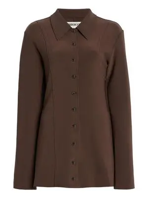 BIRROT BIRROT Fitted Button-Down Crepe Top