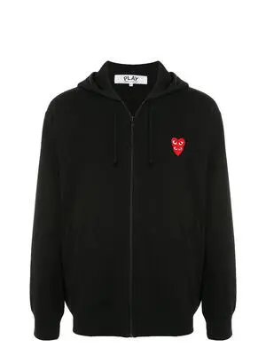 Comme Des Garçons Embroidered Logo Hoodie - Black