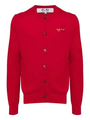 Play Comme Des Garcon Comme Des Garçons Play Crewneck Knitted Cardigan - Red