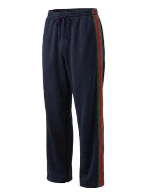 Gucci Silk Cotton Sportswear Pants With Web - Black