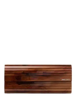 JIMMY CHOO Toffee Marble Effect Acrylic Clutch With Chain Strap - Brown