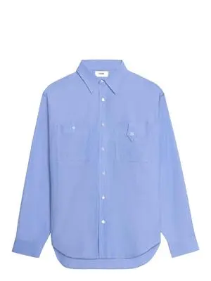 Celine Loose Shirt In Cotton Poplin - Blue