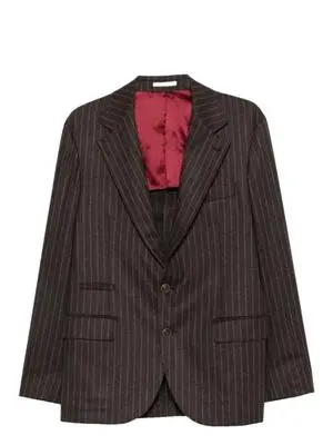 Brunello Cucinelli Pinstripe Peak-lapel Blazer - Black