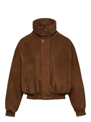 Magda Butrym Snap-collar Leather Aviator Jacket In Suede - Brown