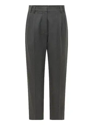 Brunello Cucinelli Pleated Straight Leg Tailored Trousers - Black
