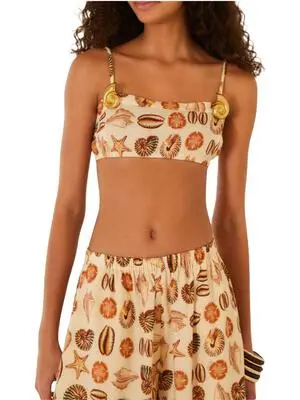 Farm Rio Patterned Short Tank Top - Brown