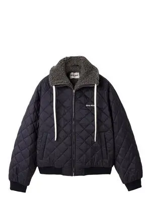 Miu Miu Logo-detail Padded Jacket - Dark Blue
