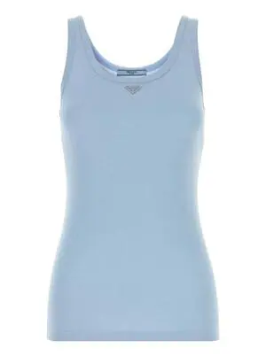 Prada Ribbed Tank Top - Sky-blue
