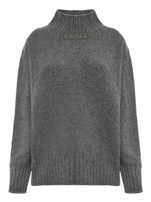 Malo Malo Luxury Cashmere Turtle Neck Sweater Rock Grey