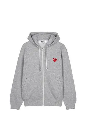 Play Comme Des Garcon Heart-logo Zip-up Hoodie - Grey