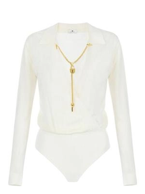 ELISABETTA FRANCHI Elisabetta Franchi Viscose Yarn Bodysuit With Jewel Chain Detail