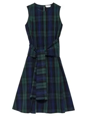 J.W.ANDERSON Check Pattern Sleeveless Midi Dress With Tie Waist - Black