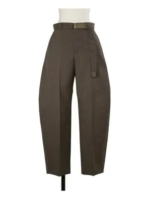 Sacai Belted Pleated Trousers - Brown