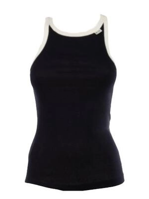 Prada Ribbed-knit Logo-patch Vest Top - Navy Blue