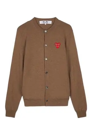 Comme Des Garçons Embroidered Heart Cardigan - Brown