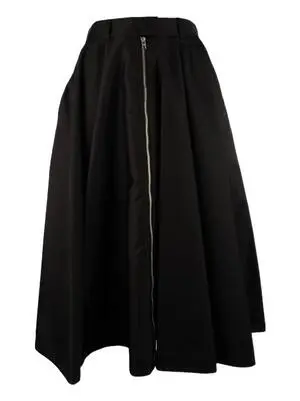 Prada Re-nylon Flared Skirt With Belt Loops And Front Zipper - Black